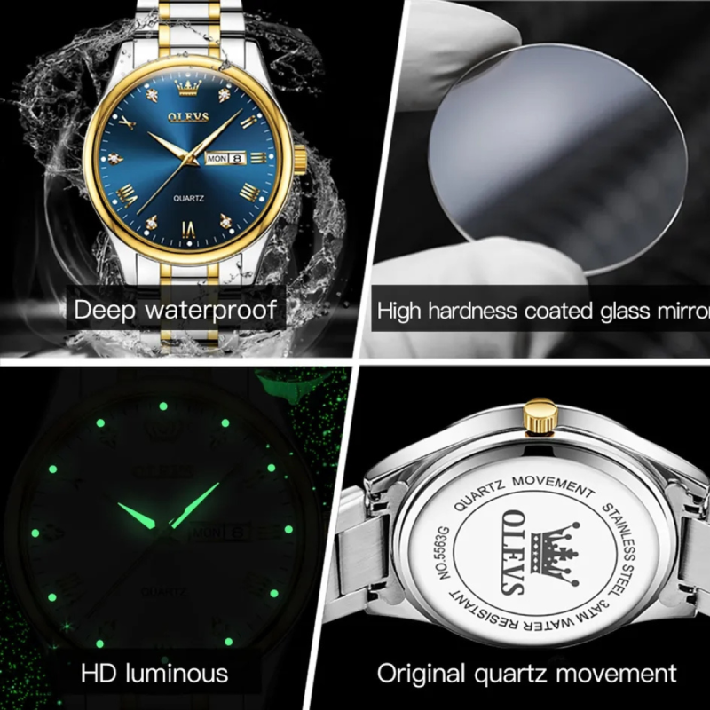 olevs 5563 blue couple watch | PURPLE-BD